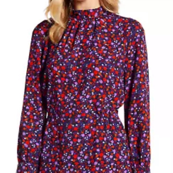 Halogen | Tops | Halogen Colorful Floral Peplum Waist Long Sleeve ...
